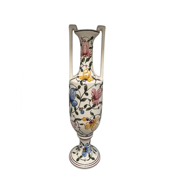Vestal | Accents | Vintage Hand Painted Floral Vase Made In Portugal ...